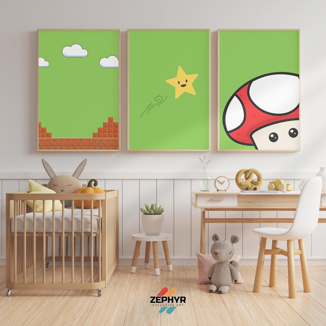 Mario Nursery Art Prints: Set of 3 Kids Room Posters (digital Download ...