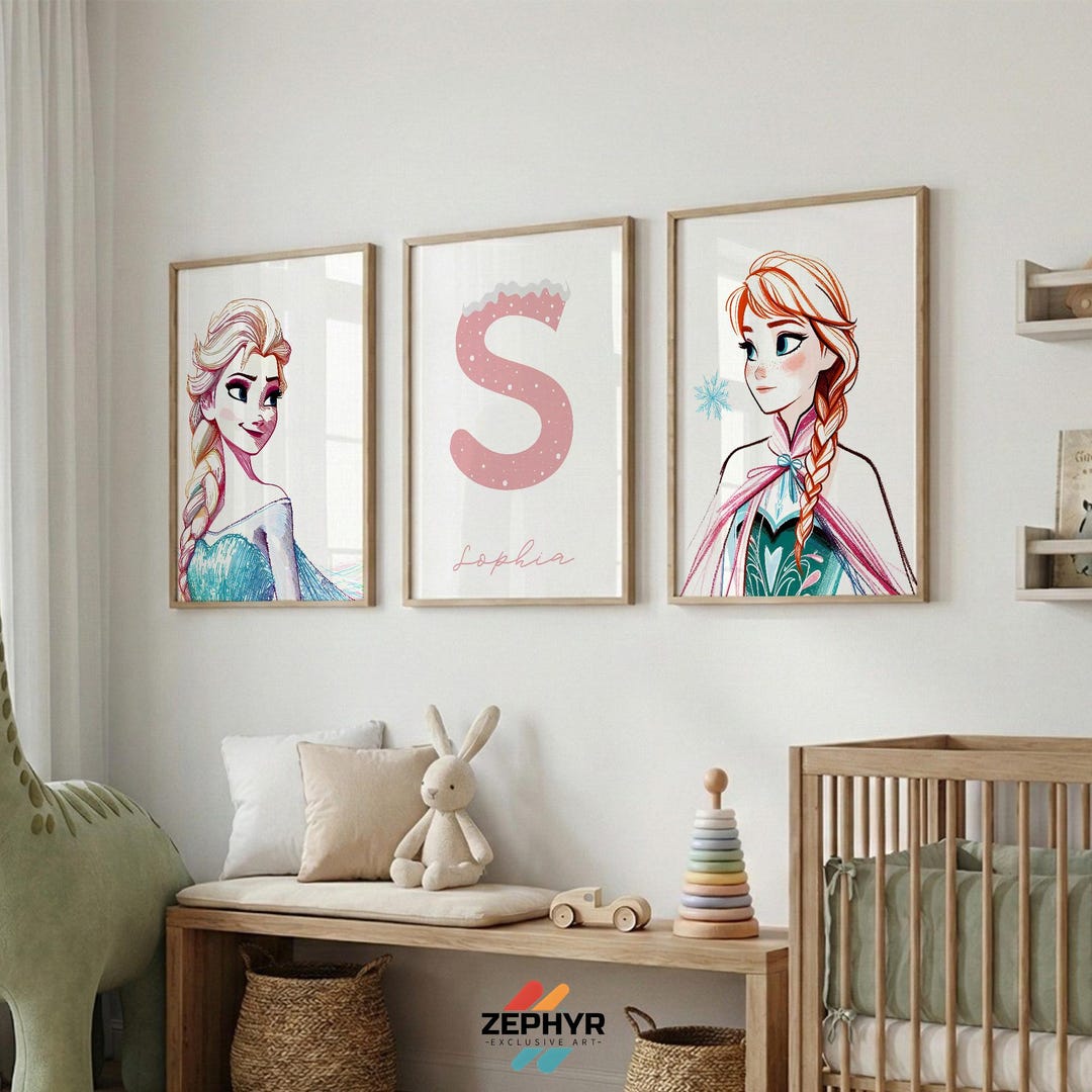 Custom Frozen Nursery Art Prints: Anna, Elsa, Personalized Name ...