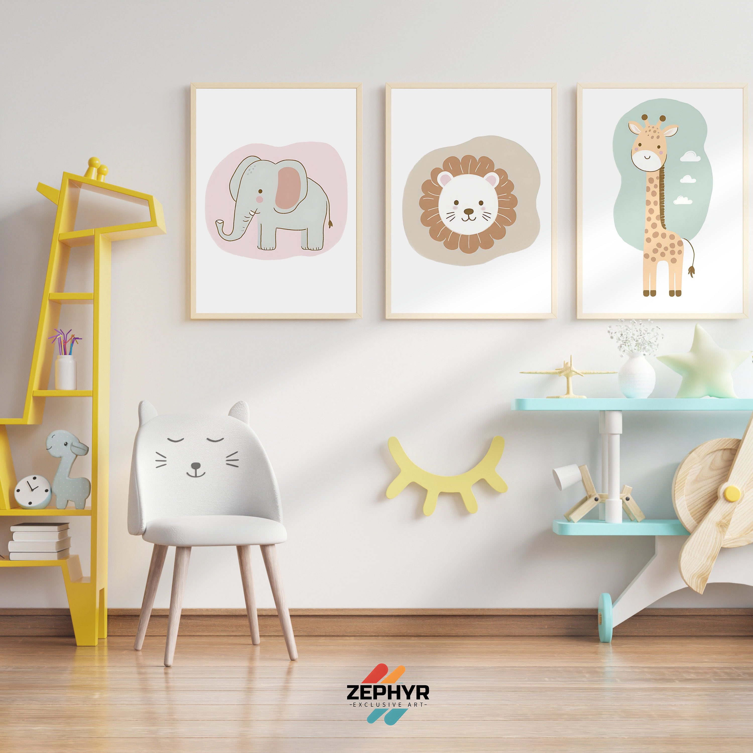 Printable Boho Lion, Elephant, Giraffe Wall Art, Boho Safari, Nursery ...