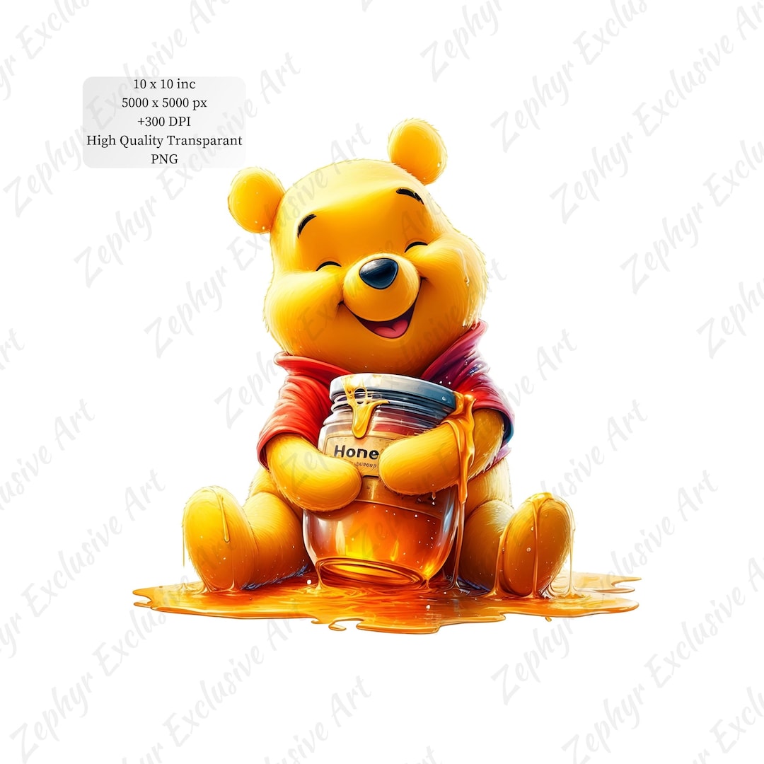 Winnie the Pooh Watercolor Splash PNG: 3D Design (digital Download) - Etsy