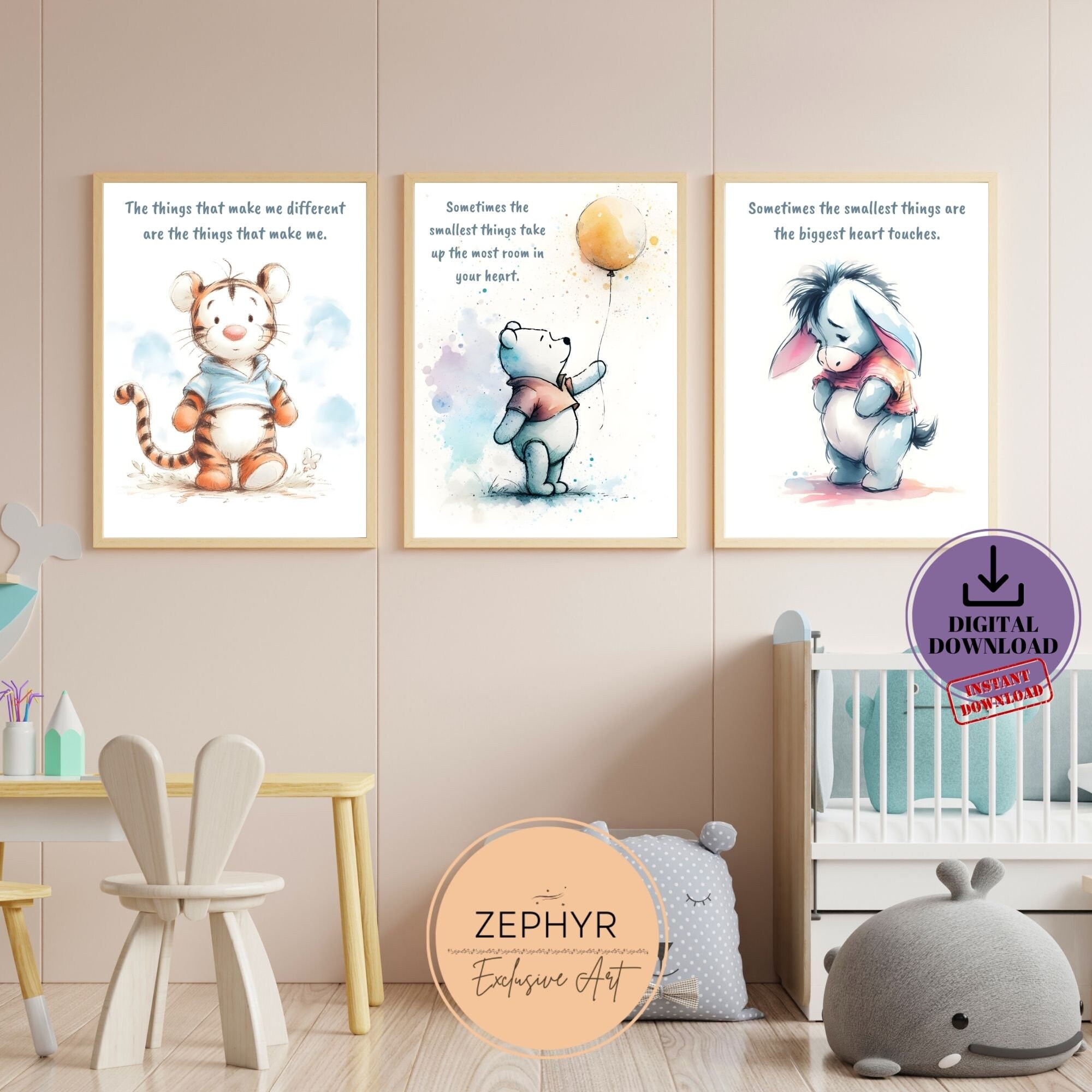 Set of 3 Winnie the Pooh Print, Winnie the Pooh Nursery Wall Art ...