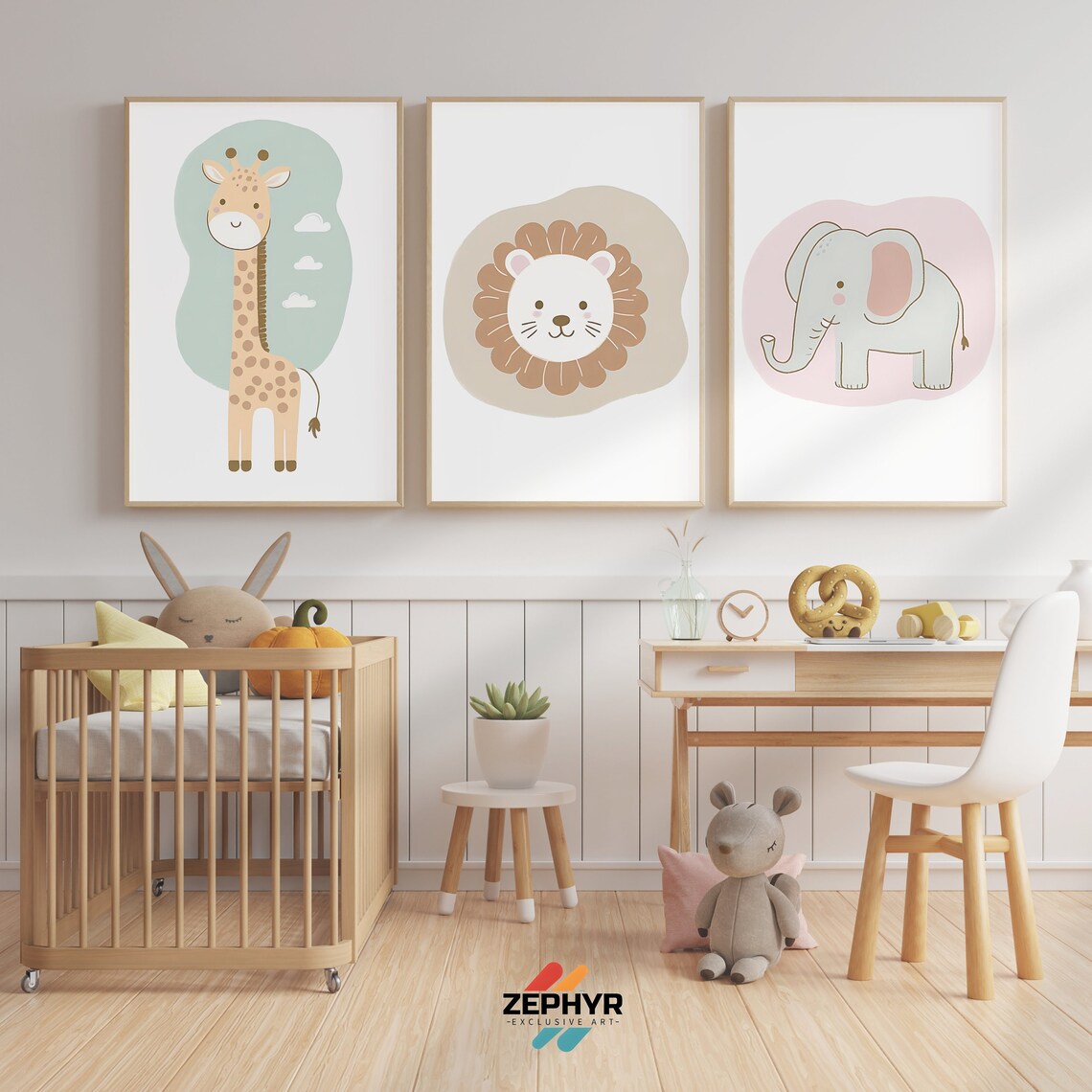 Printable Boho Lion, Elephant, Giraffe Wall Art, Boho Safari, Nursery ...