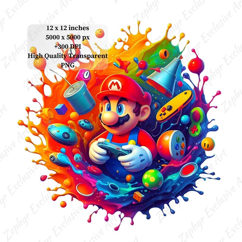 Super Mario 5 PNG Super Mario Watercolor Splash PNG Super Mario ...