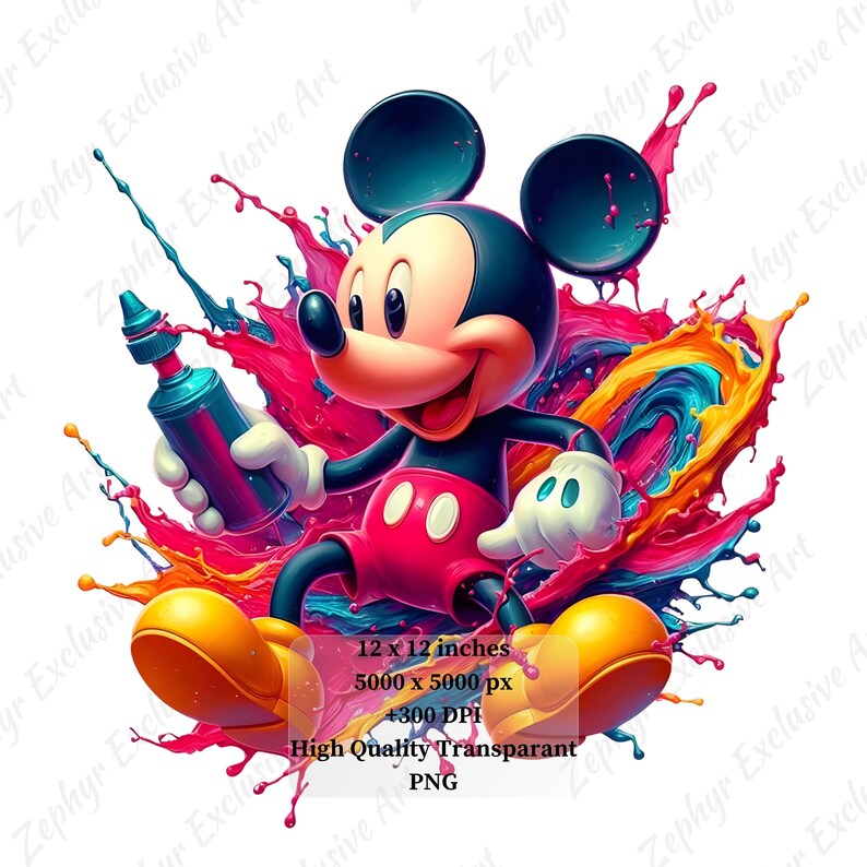 Mickey Mouse 5 PNG Mickey Mouse Watercolor Splash PNG Mickey Mouse ...