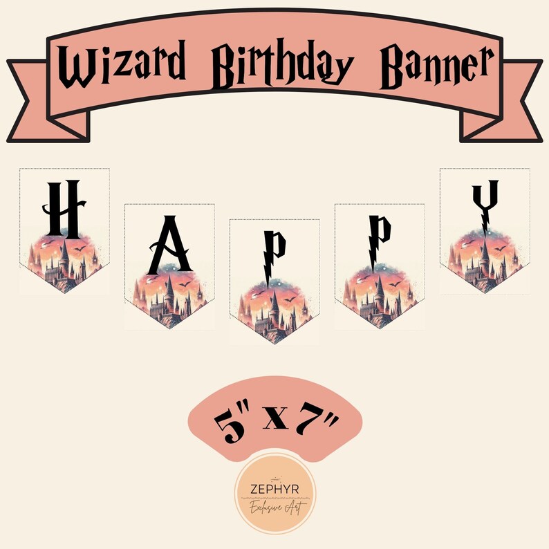 Wizard Happy Birthday Banner, Magic School Birthday Banner, Potter ...