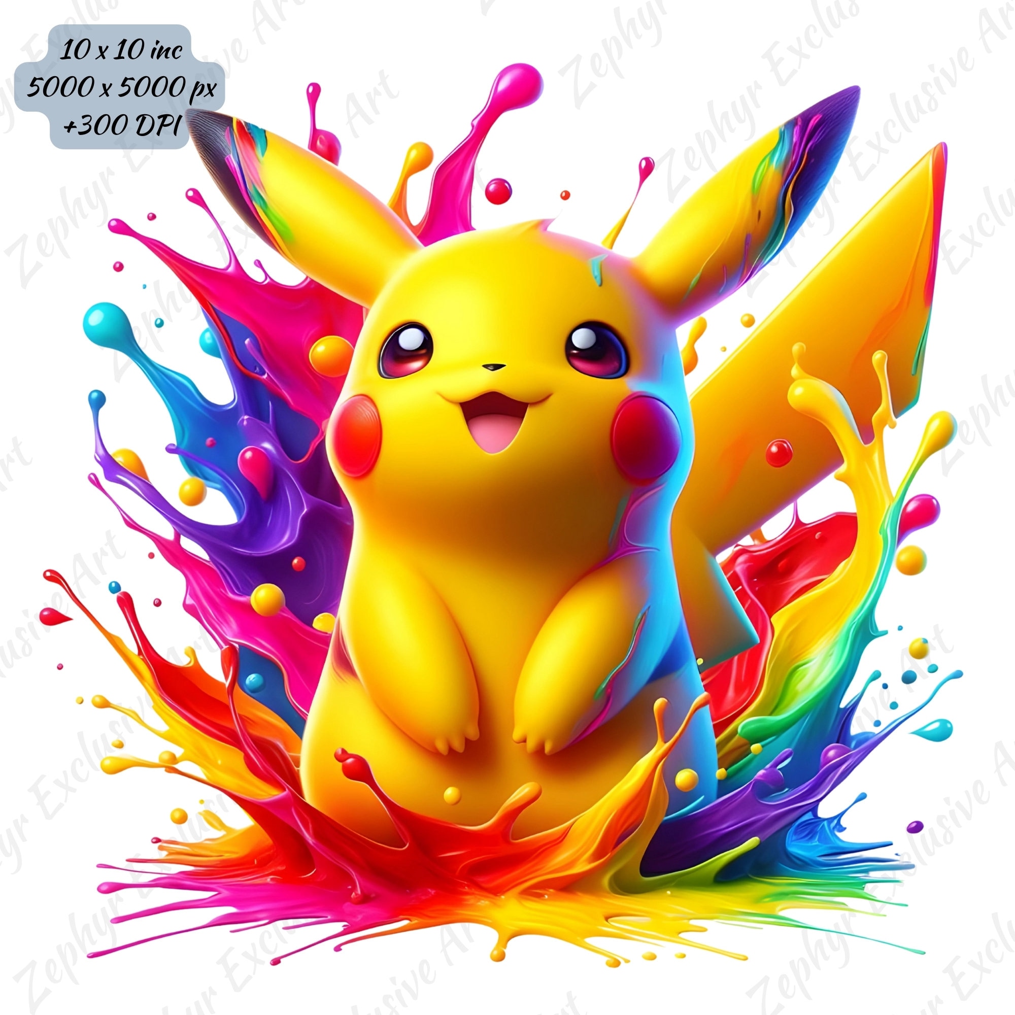5 Pikachu Watercolor Splash PNG Pokemon Transparant PNG Pikachu 3D ...