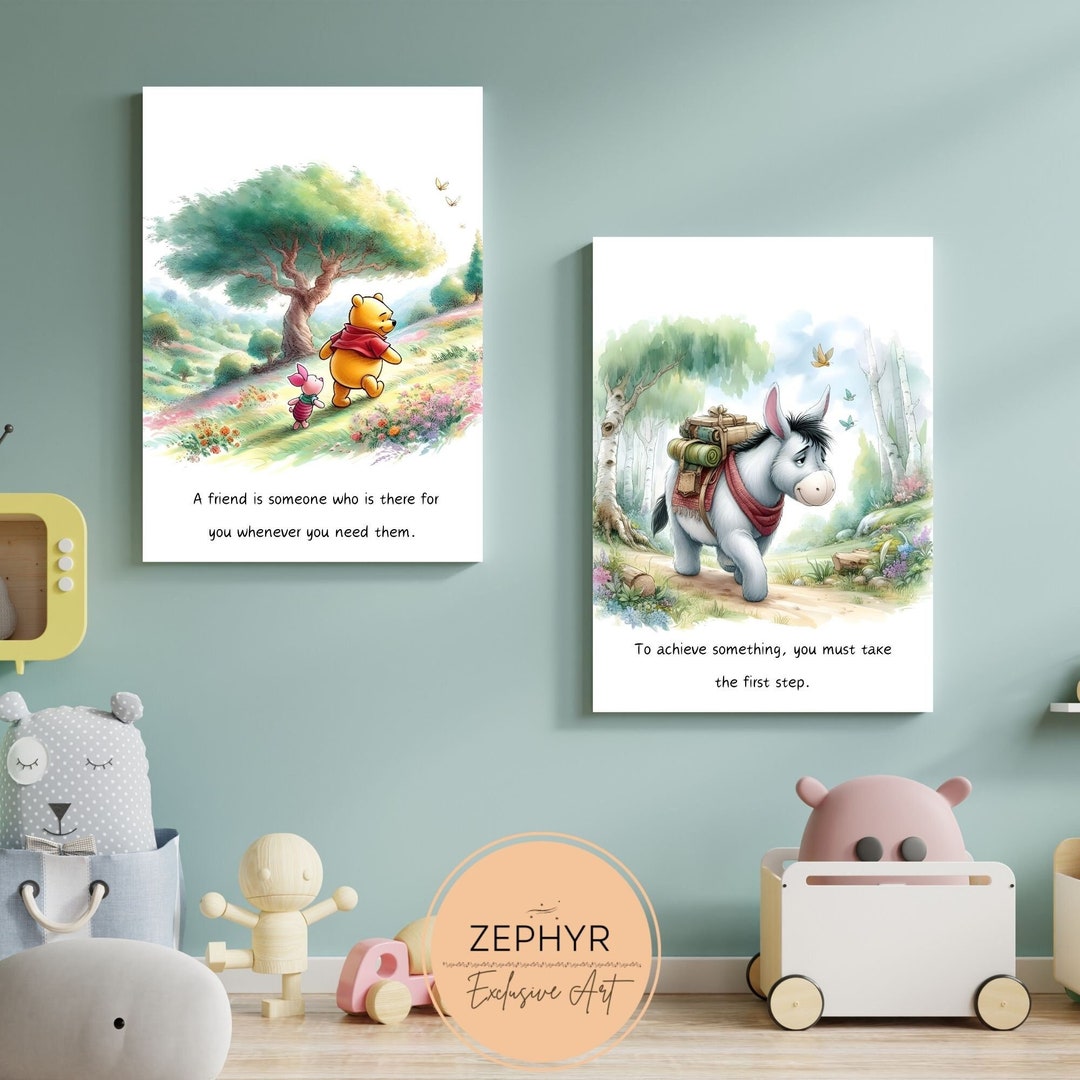 Set of 2 Winnie the Pooh Print, Winnie the Pooh Nursery Wall Art ...