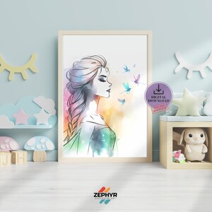 Frozen Nursery Wall Art, Frozen Elsa Poster, Nursery Room Decor, Elsa ...