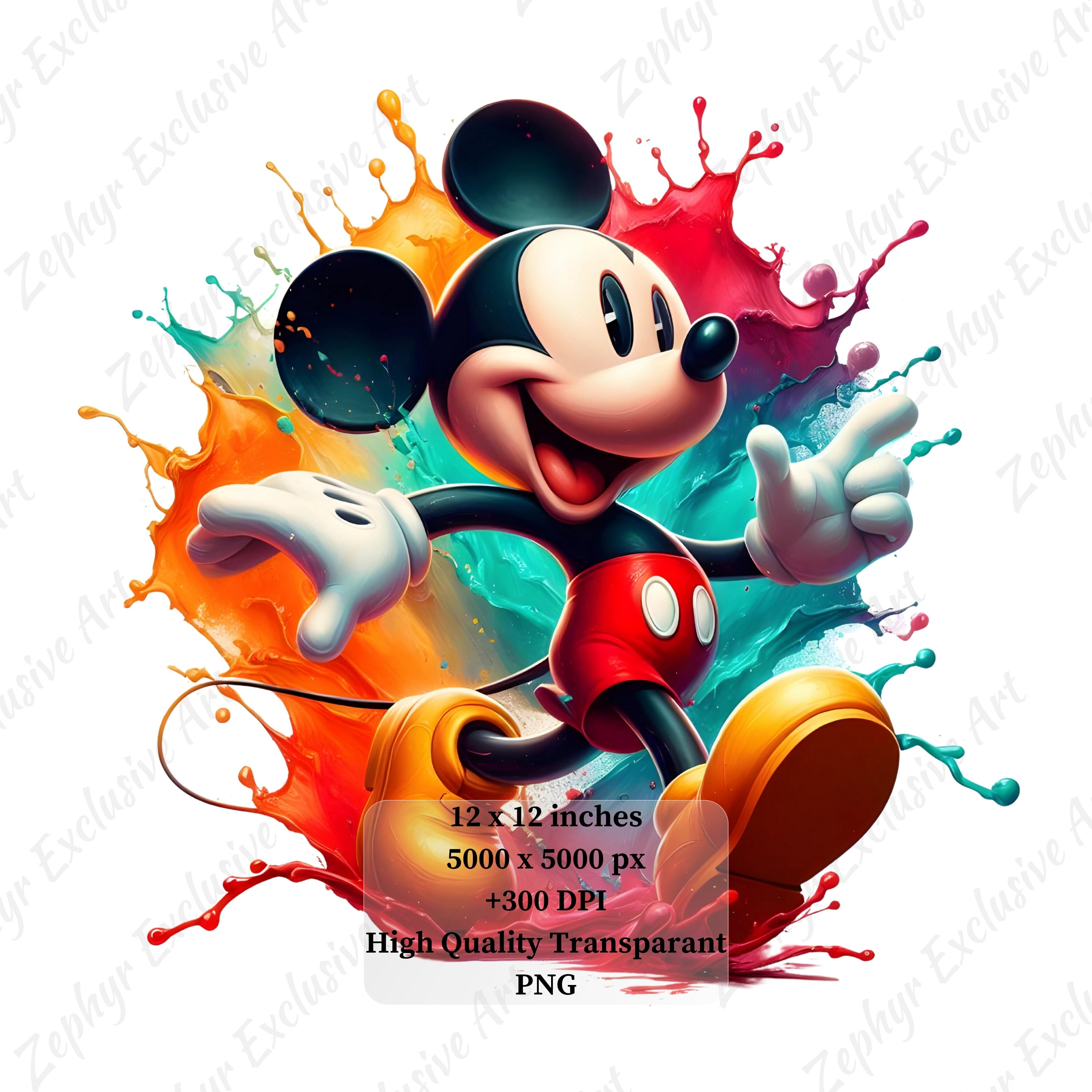 Mickey Mouse 5 PNG Mickey Mouse Watercolor Splash PNG Mickey Mouse ...