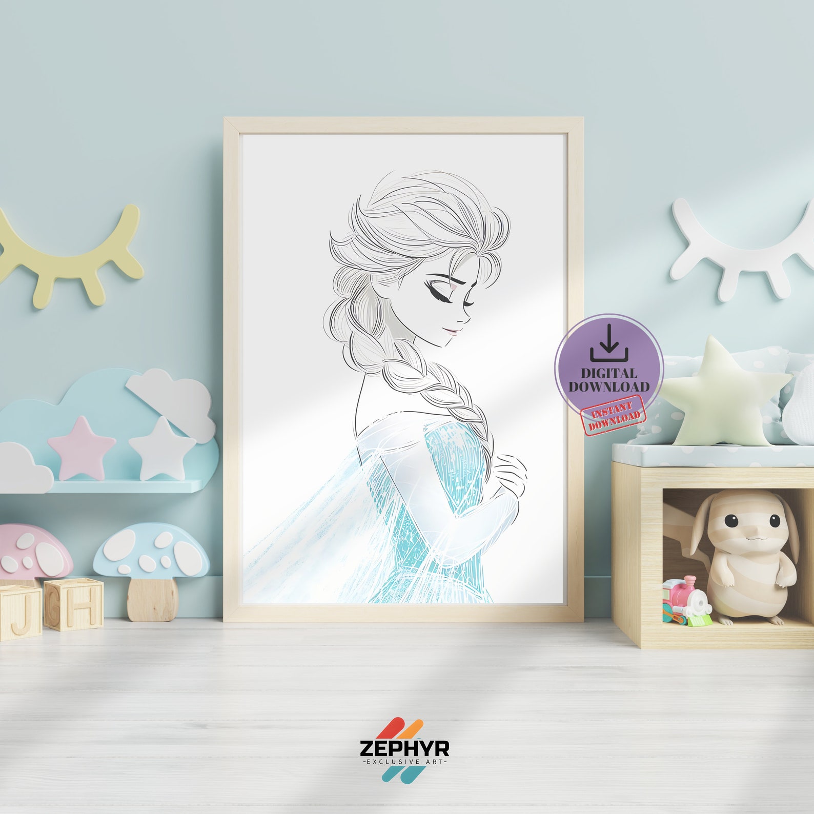 Frozen Nursery Wall Art, Frozen Elsa Poster, Nursery Room Decor, Elsa ...