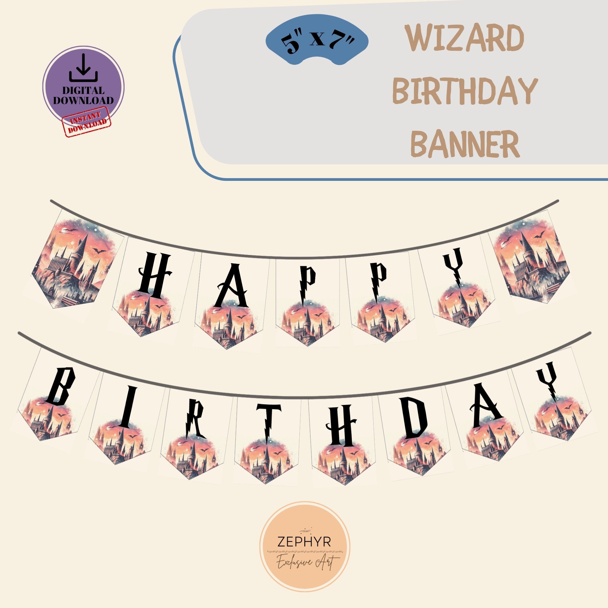 Wizard Happy Birthday Banner, Magic School Birthday Banner, Potter ...