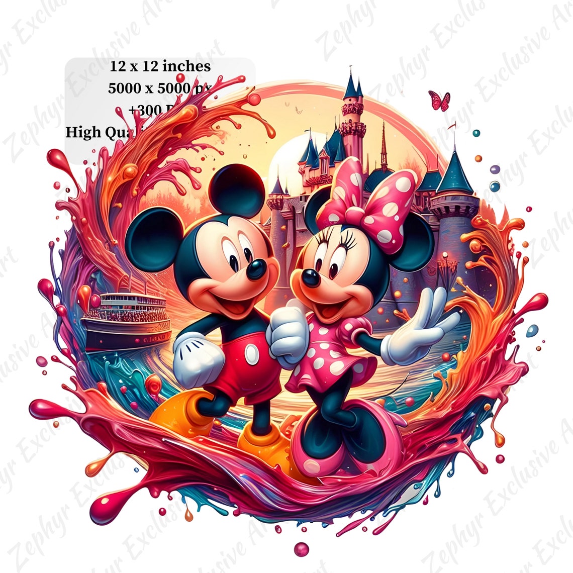 Mickey and Minnie Mouse Watercolor Splash PNG (digital Download) - Etsy