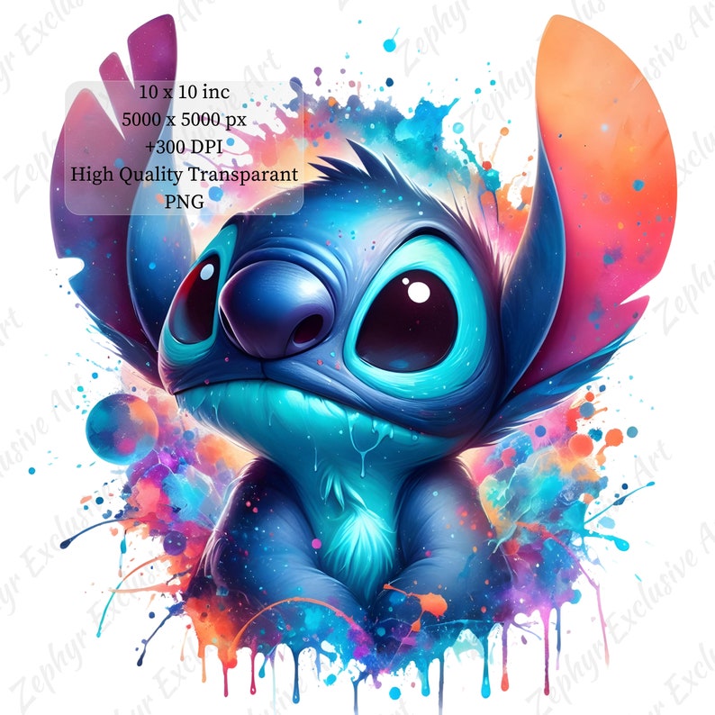 5 PNG Stitch Watercolor Splash PNG Stitch Transparant PNG Stitch 3D ...