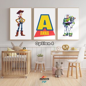 Set of 3 Custom Toy Story Nursery Wall Art Print, Personalized Name Toy ...