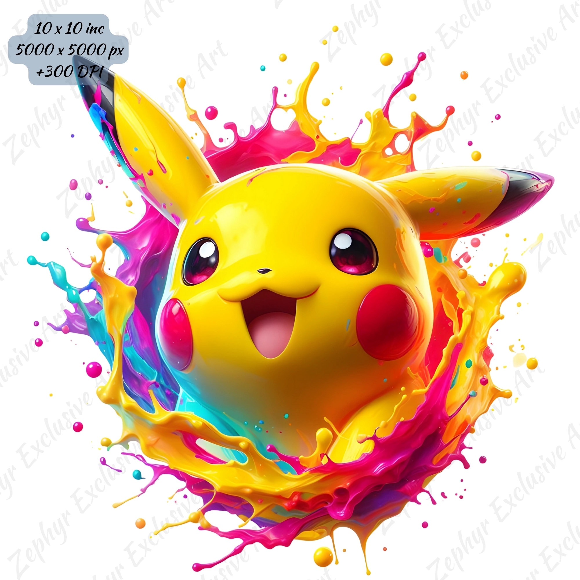 5 Pikachu Watercolor Splash PNG Pokemon Transparant PNG Pikachu 3D ...