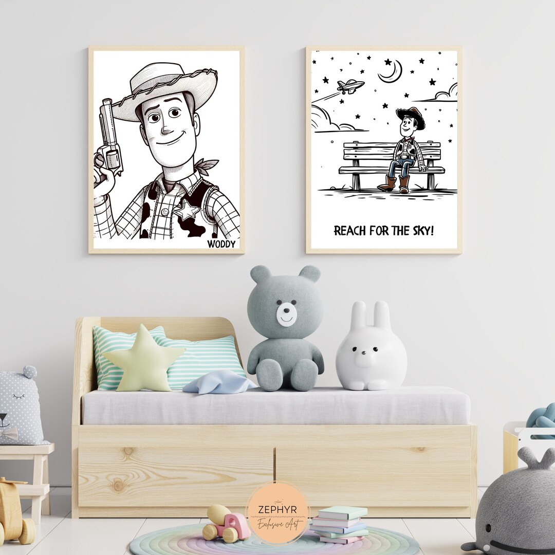Set of 2 Toy Story Nursery Printable Wall Art, Playroom Decor, Toy ...