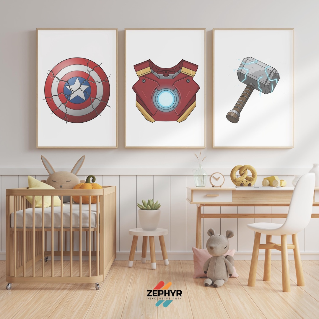 Set of 3 Printable Super Hero Items Print, Super Hero Shield, Armor and ...
