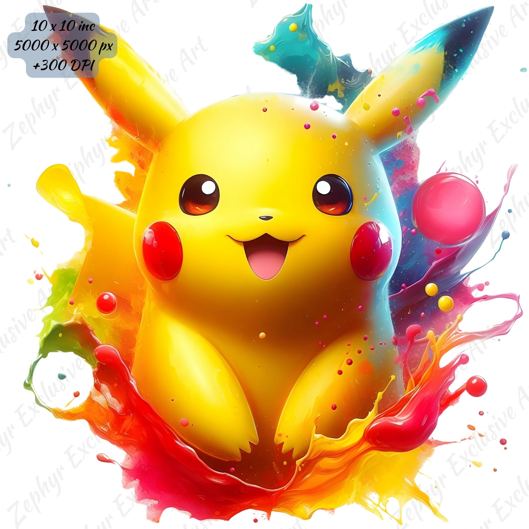5 Pikachu Watercolor Splash PNG Pokemon Transparant PNG Pikachu 3D ...