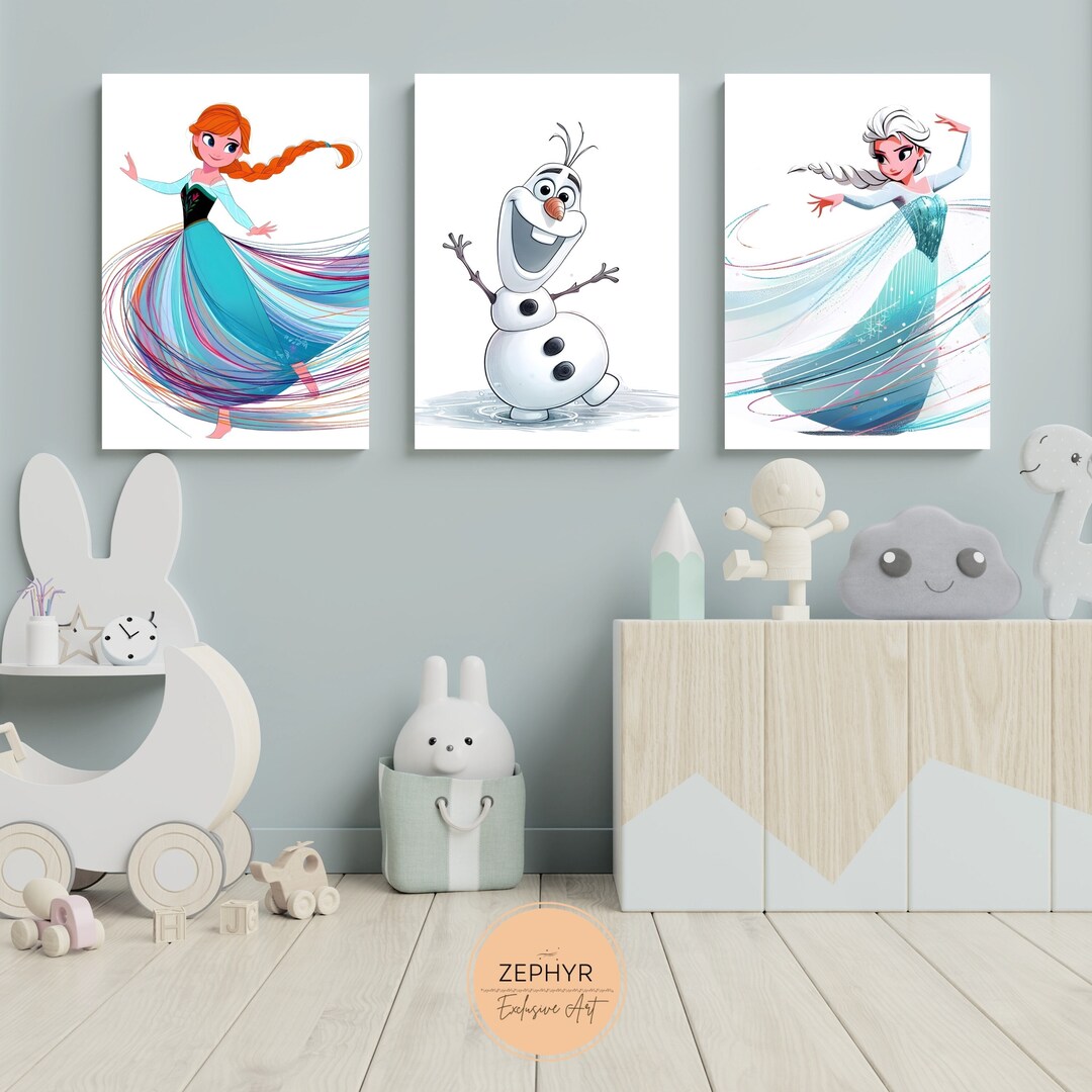 Set of 3 Frozen Nursery Wall Art, Olaf Elsa Anna Frozen Wall Art ...