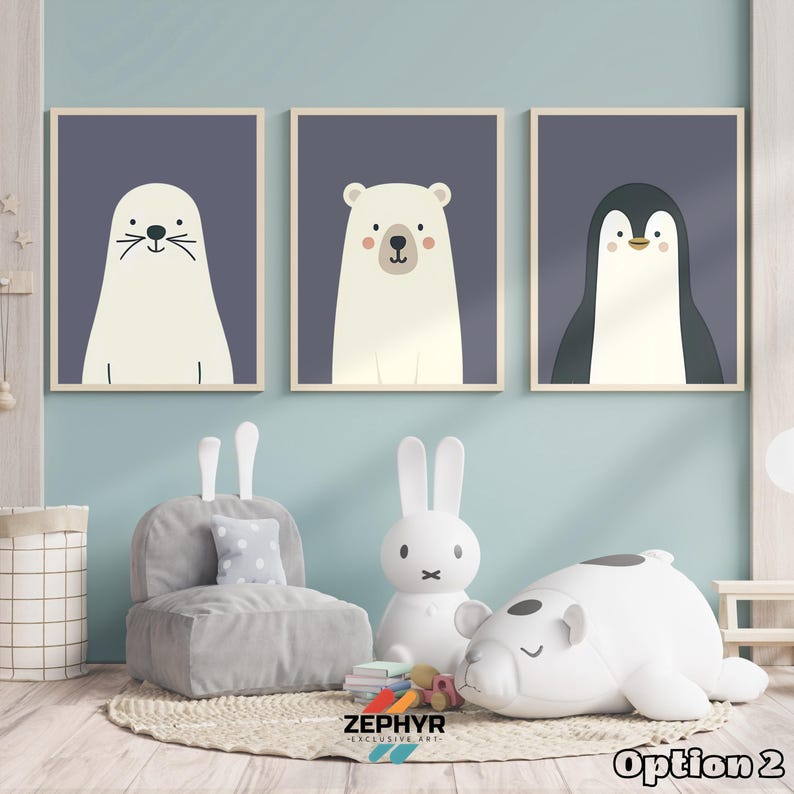 Printable Polar Bear, Seal, Penguin Wall Art, Arctic North Pole ...