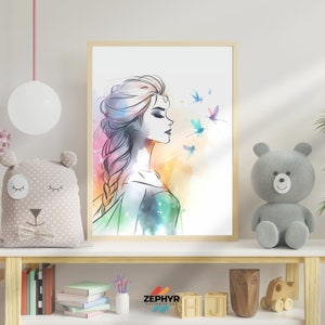 Frozen Nursery Wall Art, Frozen Elsa Poster, Nursery Room Decor, Elsa ...