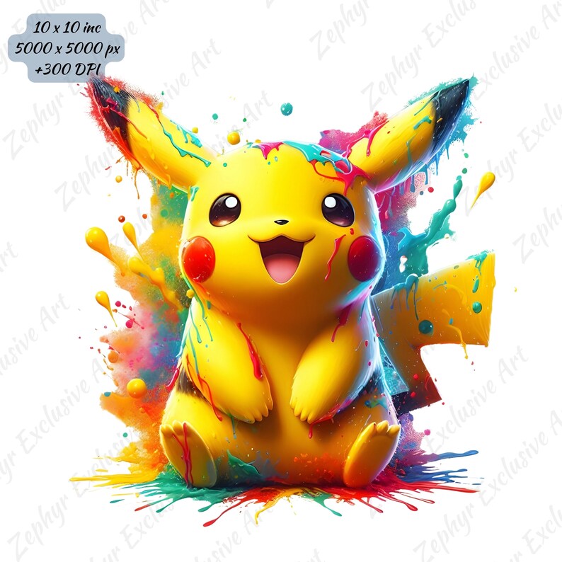 5 Pikachu Watercolor Splash PNG Pokemon Transparant PNG Pikachu 3D ...