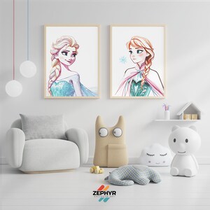 Set of 2 Frozen Nursery Wall Art Print, Frozen Nursery Decor, Nursery ...