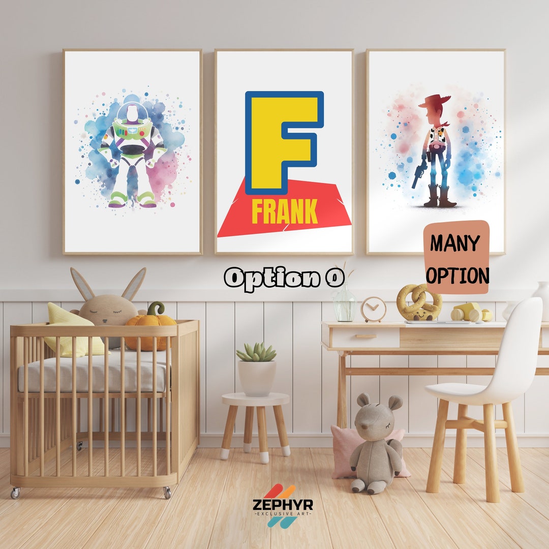 Set of 3 Custom Toy Story Nursery Wall Art Print, Personalized Name Toy ...