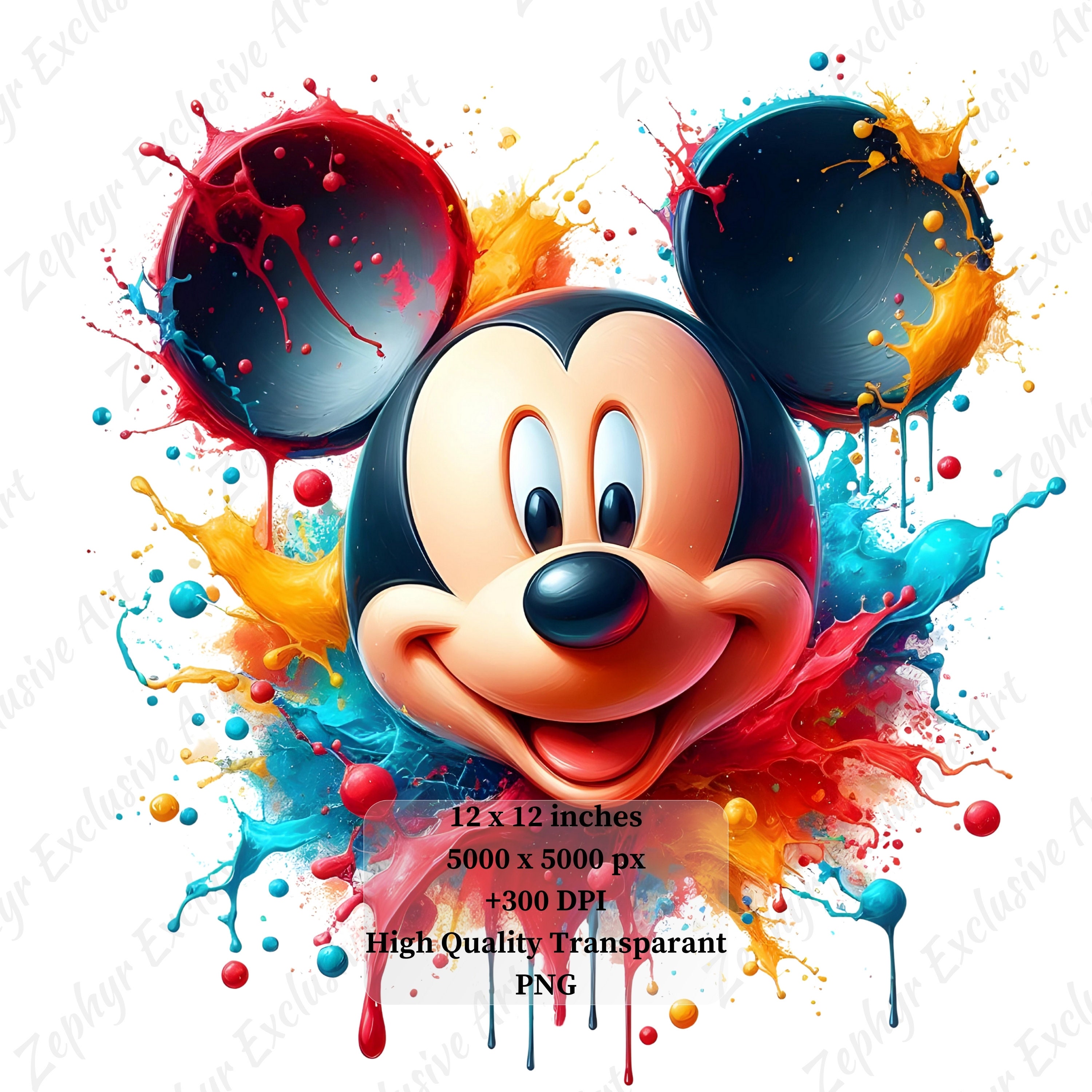 Mickey Mouse 5 PNG Mickey Mouse Watercolor Splash PNG Mickey Mouse ...