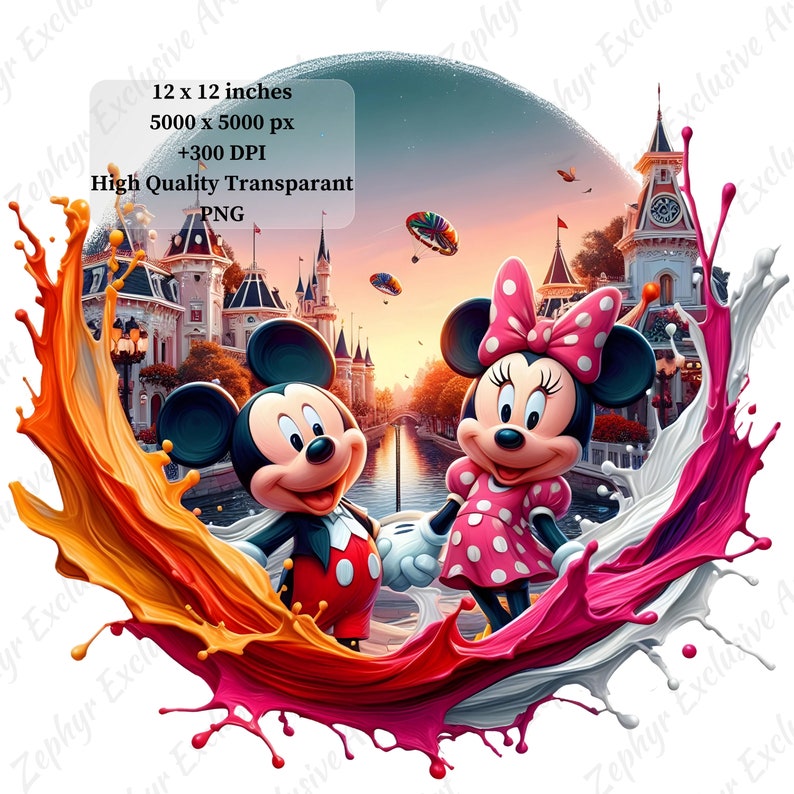 Mickey and Minnie Mouse Watercolor Splash PNG (digital Download) - Etsy