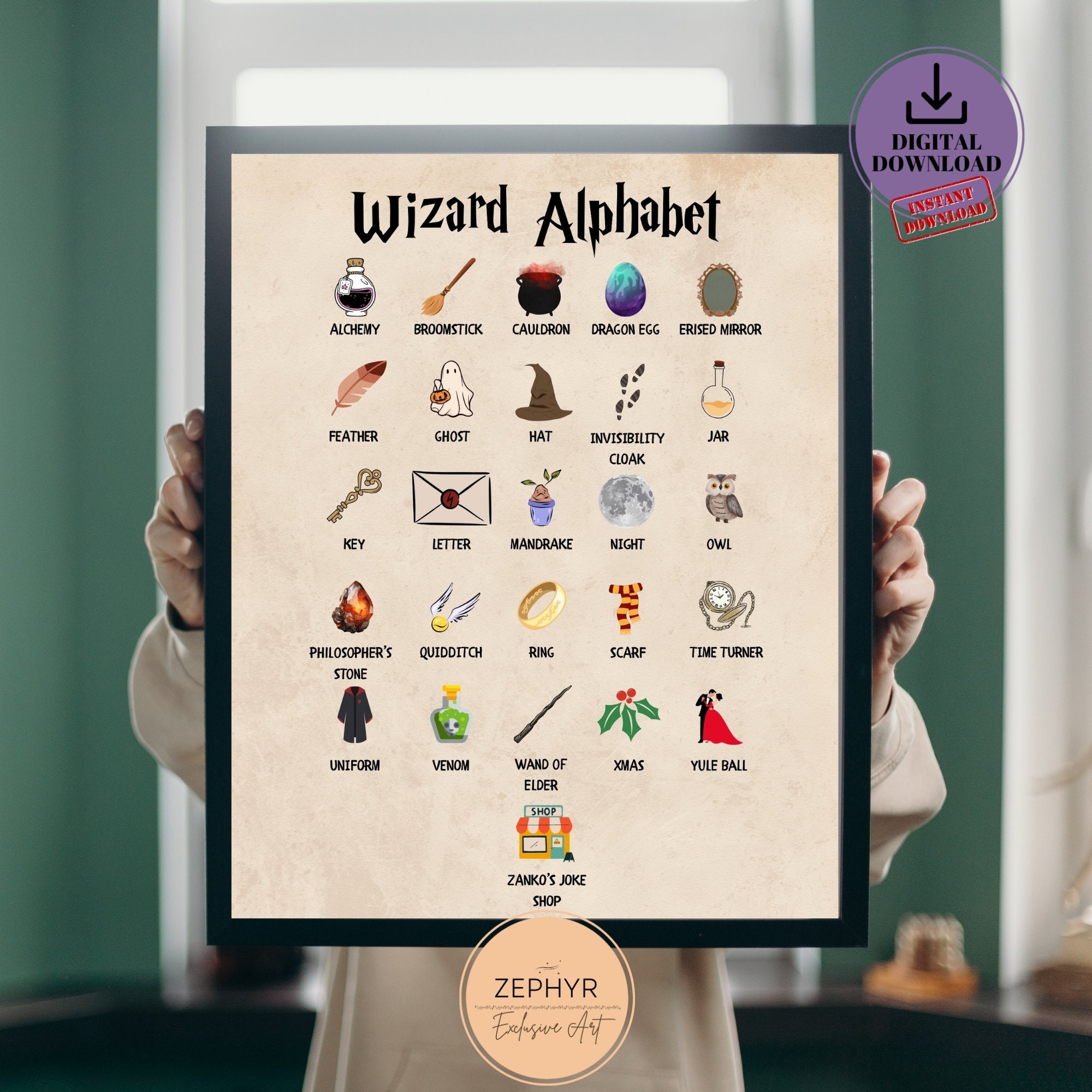 Wizard Alphabet Poster, Wizard ABC Poster, Nursery Alphabet Poster ...