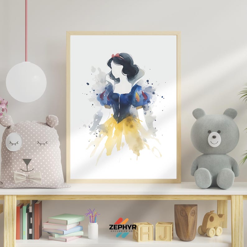 Snow White Watercolor Nursery Wall Art, Snow White Watercolor Poster ...