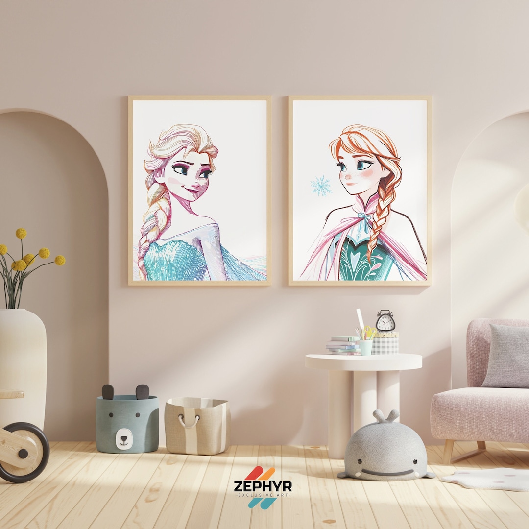 Set of 2 Frozen Nursery Wall Art Print, Frozen Nursery Decor, Nursery ...