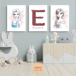 Set of 3 Custom Frozen Nursery Wall Art Print, Personalized Name Frozen ...