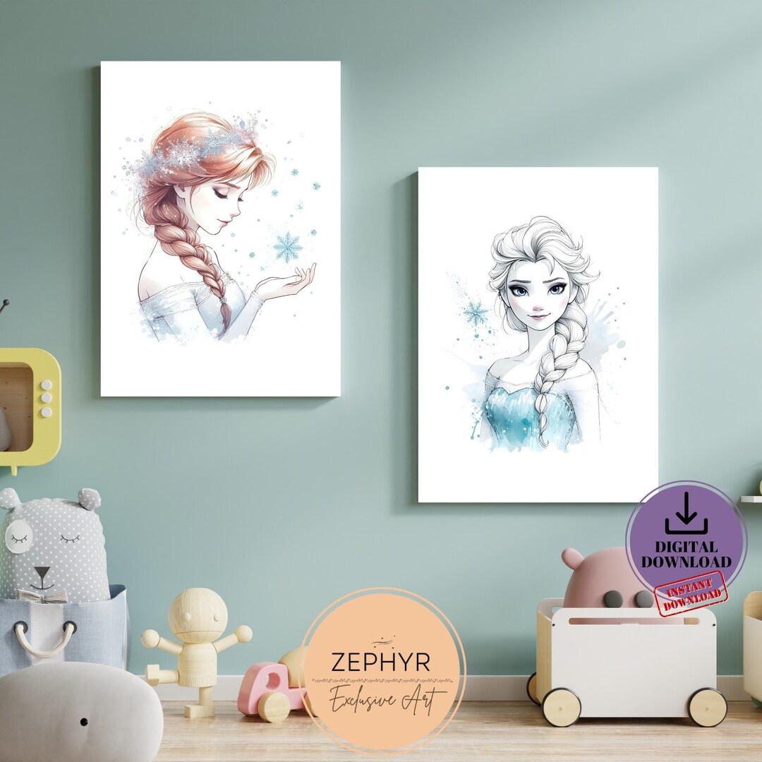 Frozen Nursery Wall Art Prints: Elsa, Anna, Olaf Set (digital Download ...