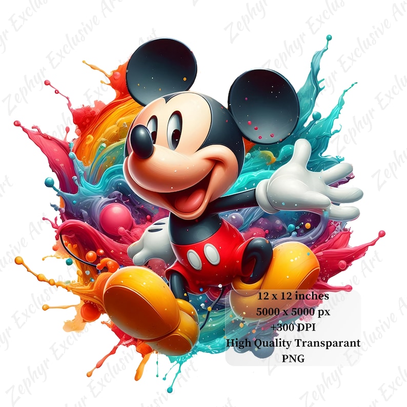 Mickey Mouse 5 PNG Mickey Mouse Watercolor Splash PNG Mickey Mouse ...