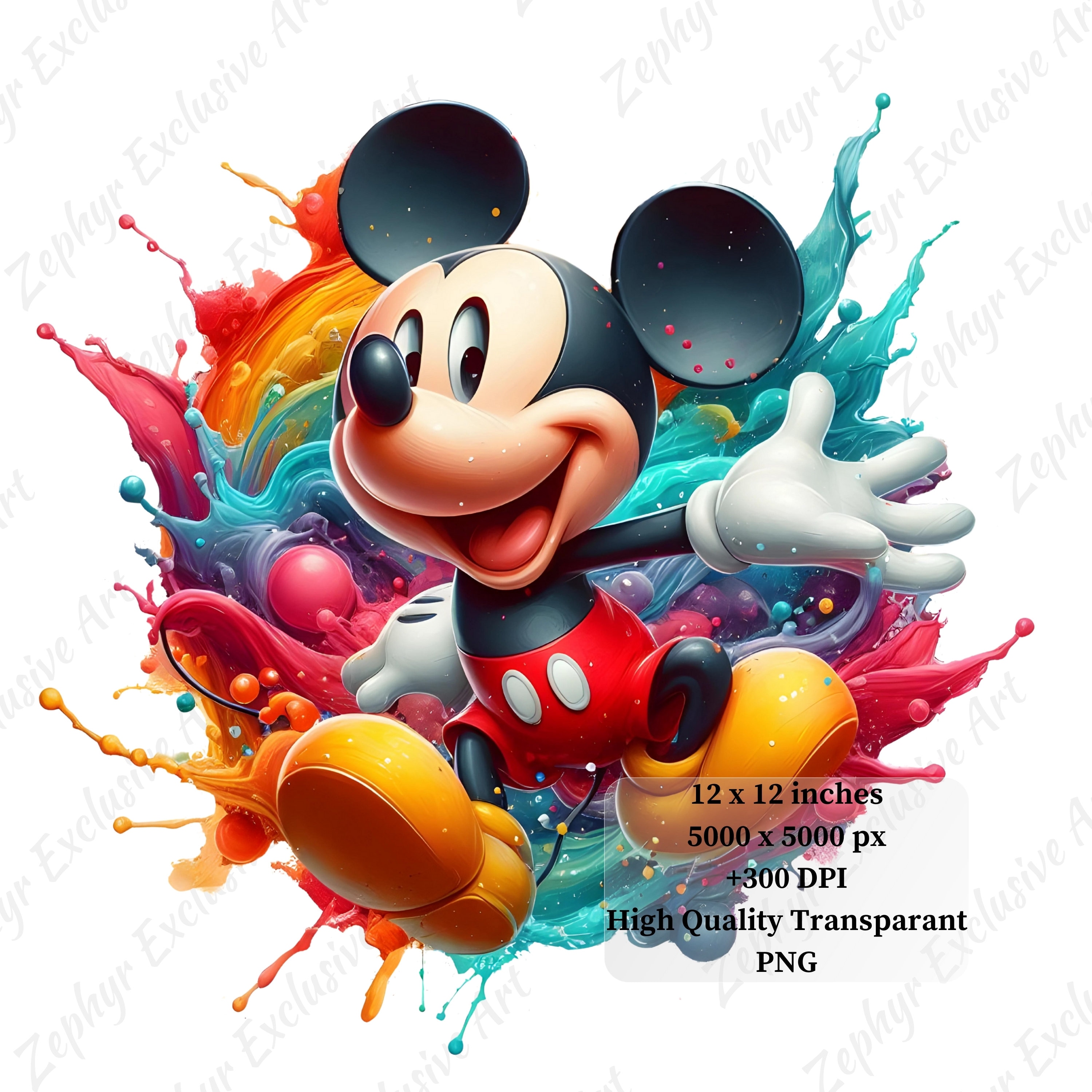 Mickey Mouse 5 PNG Mickey Mouse Watercolor Splash PNG Mickey Mouse ...