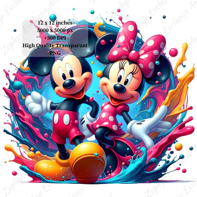 Mickey Mouse and Minnie Mouse 4 PNG Mickey and Minnie Mouse Watercolor ...