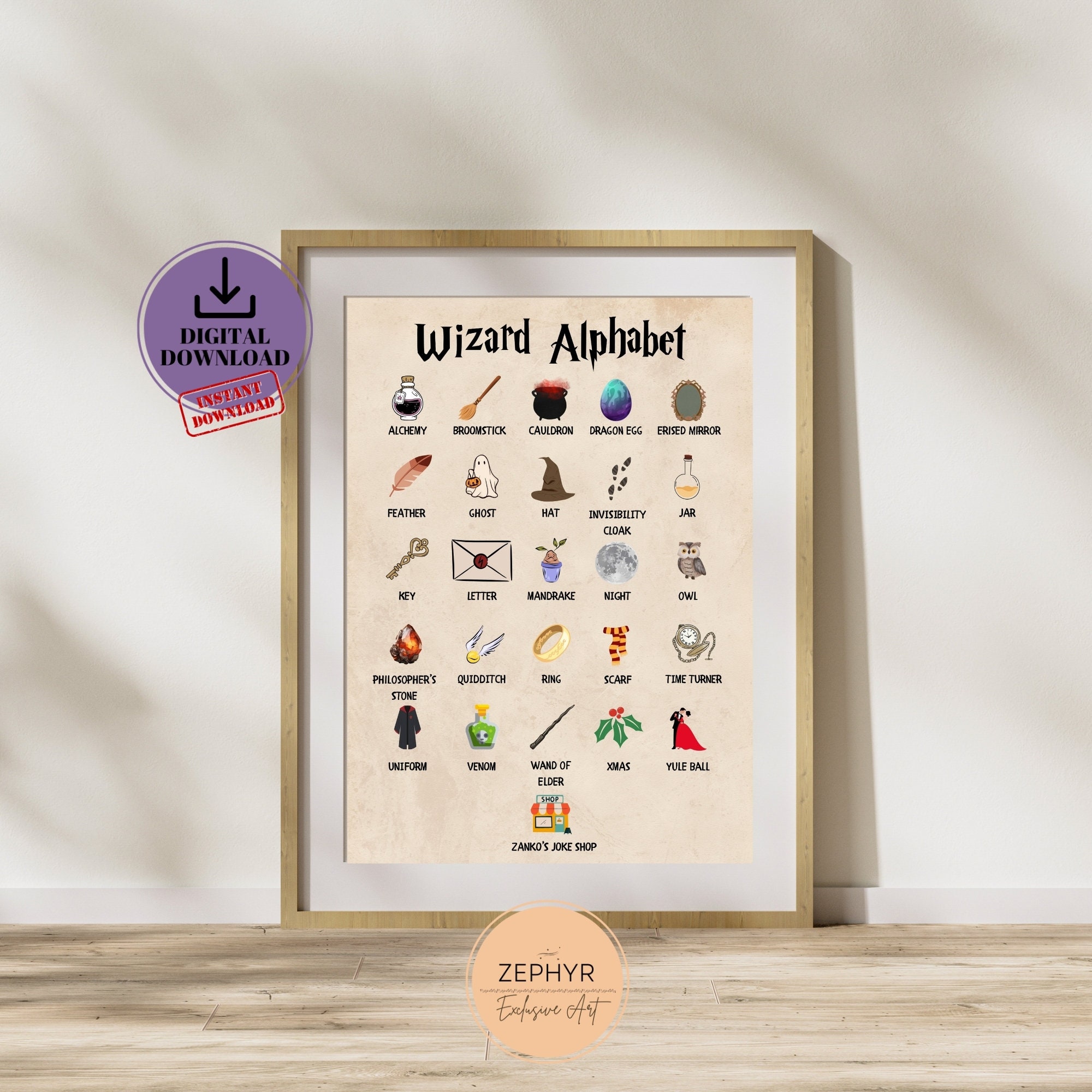 Wizard Alphabet Poster, Wizard ABC Poster, Nursery Alphabet Poster ...