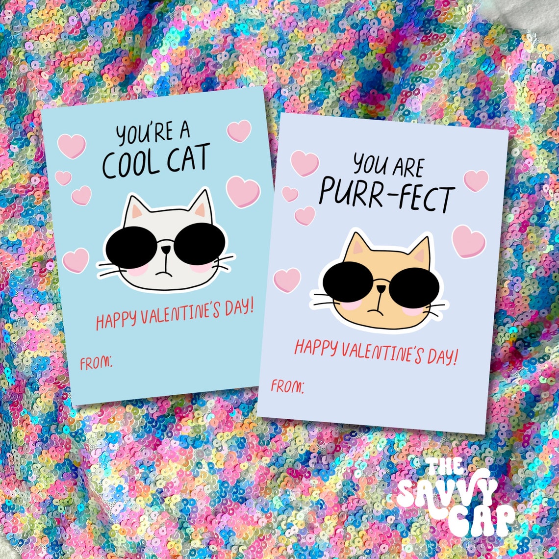 Printable Cool Cat Valentine's Day Cards (instant Download) - Etsy