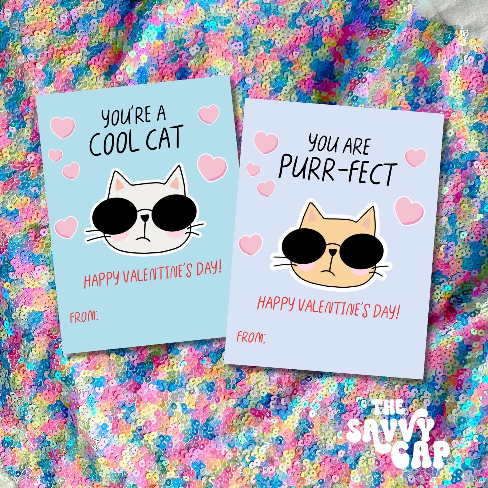 Printable Cool Cat Valentine's Day Cards (instant Download) - Etsy