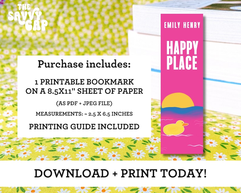 Happy Place Bookmark Emily Henry Romance Bookmark Bookworm Gift ...