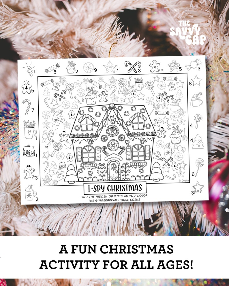 I-spy Christmas Coloring Sheet • Printable Christmas Activity ...