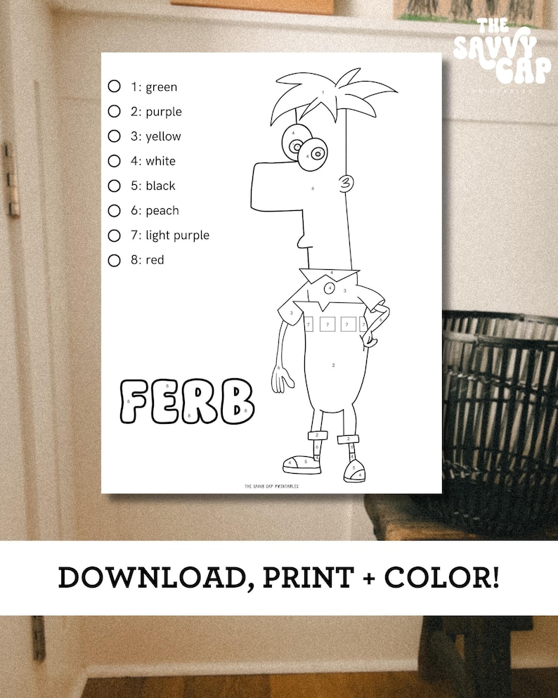 Phineas & Ferb Inspired Color by Numbers • Printable Coloring Sheets ...