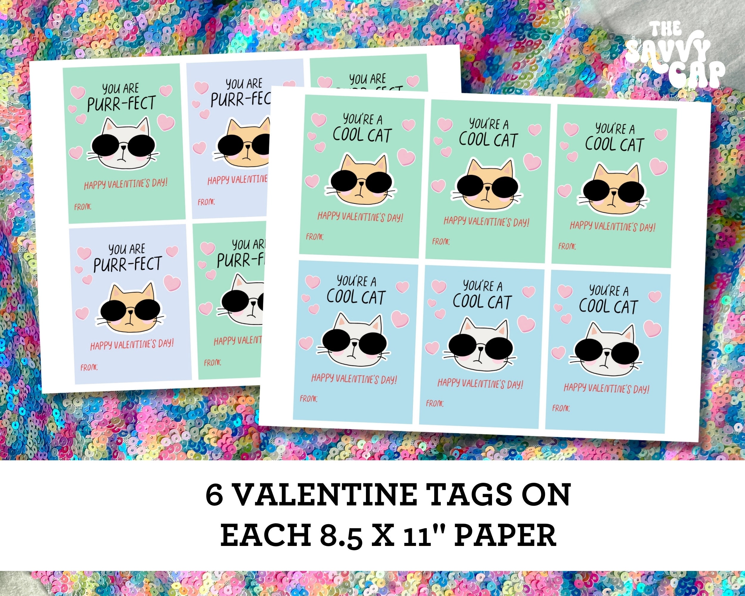 Printable Cool Cat Valentine's Day Cards • Cat Lover • Cat Puns • Kids ...