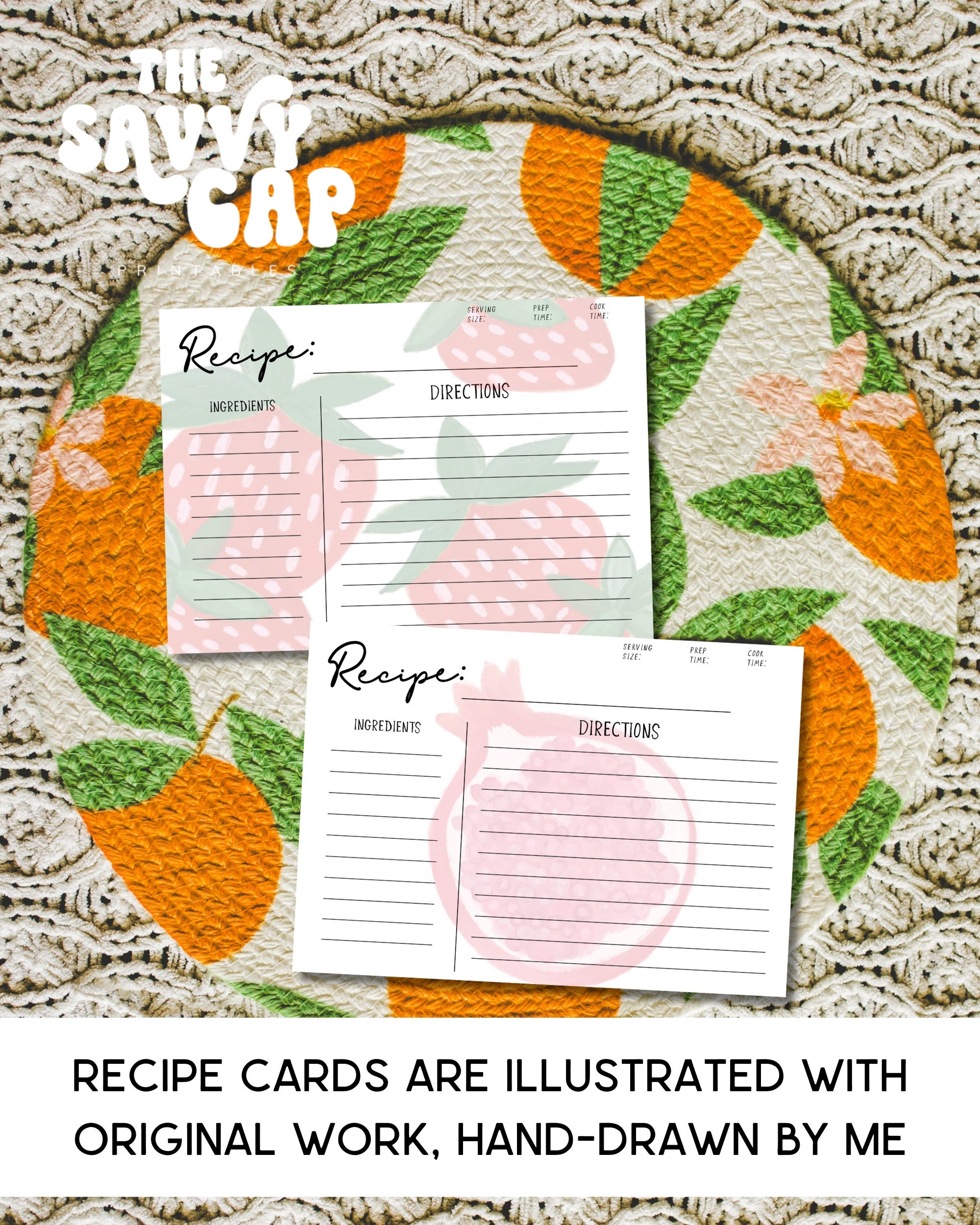PRINTABLE Recipe Cards • Blank Design • Instant Download • 4x6 & 5x7 ...
