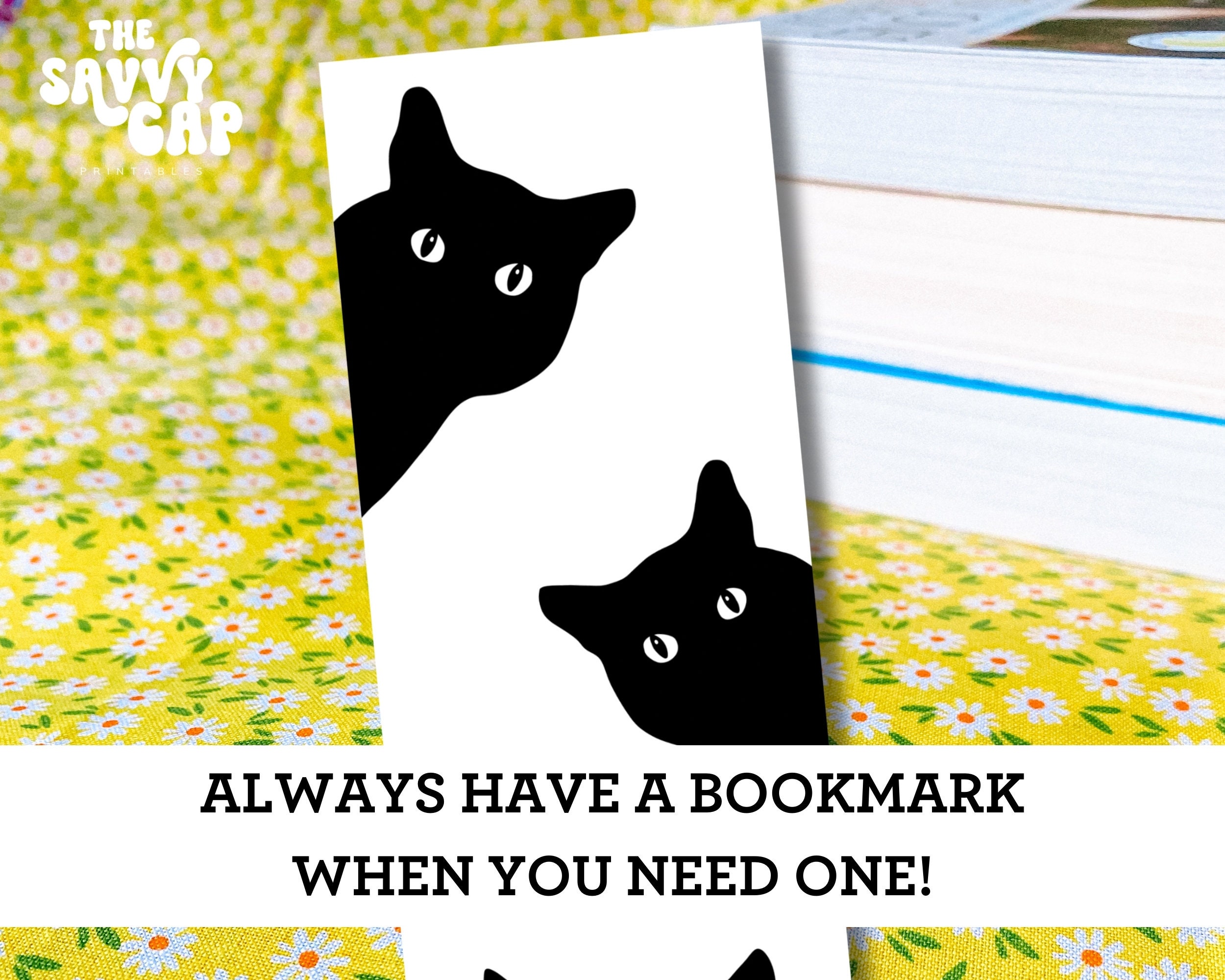 Black Cat Bookmark • Cute Bookworm Gift (instant Download) - Etsy