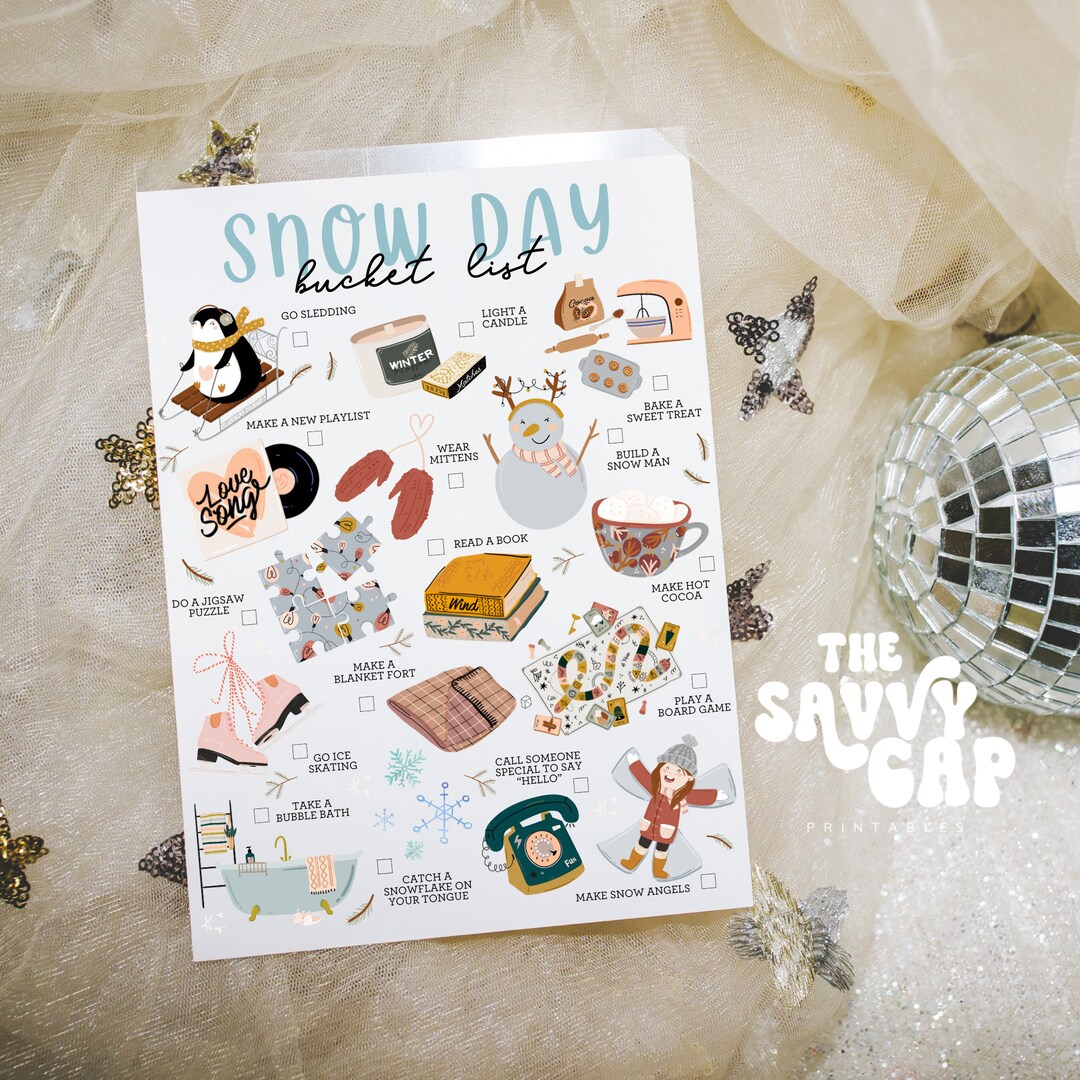 Snow Day Bucket List: Winter Activities Printable (PDF) - Etsy