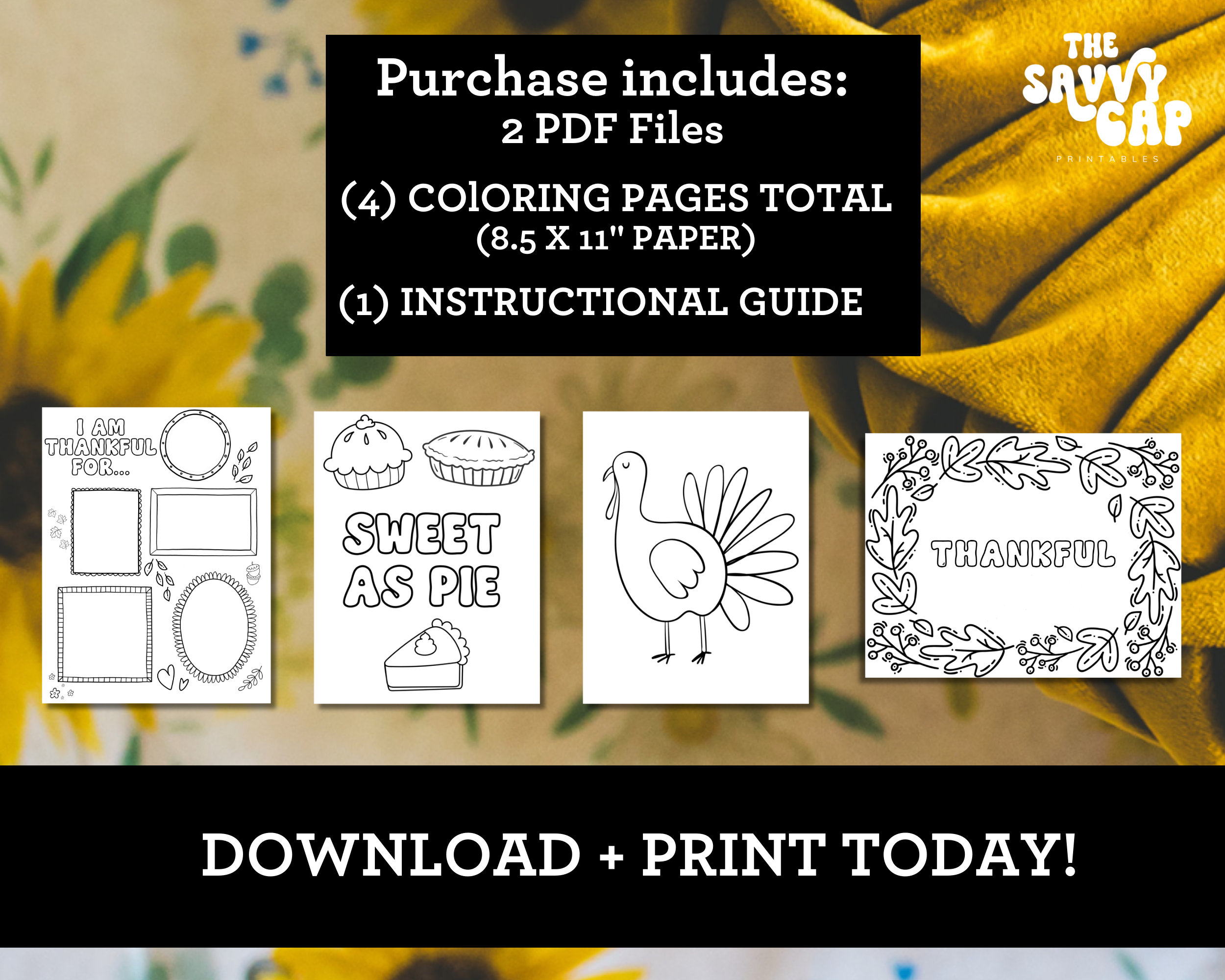 Thankful Coloring Page for Kids: Thanksgiving Gratitude Activity (PDF ...