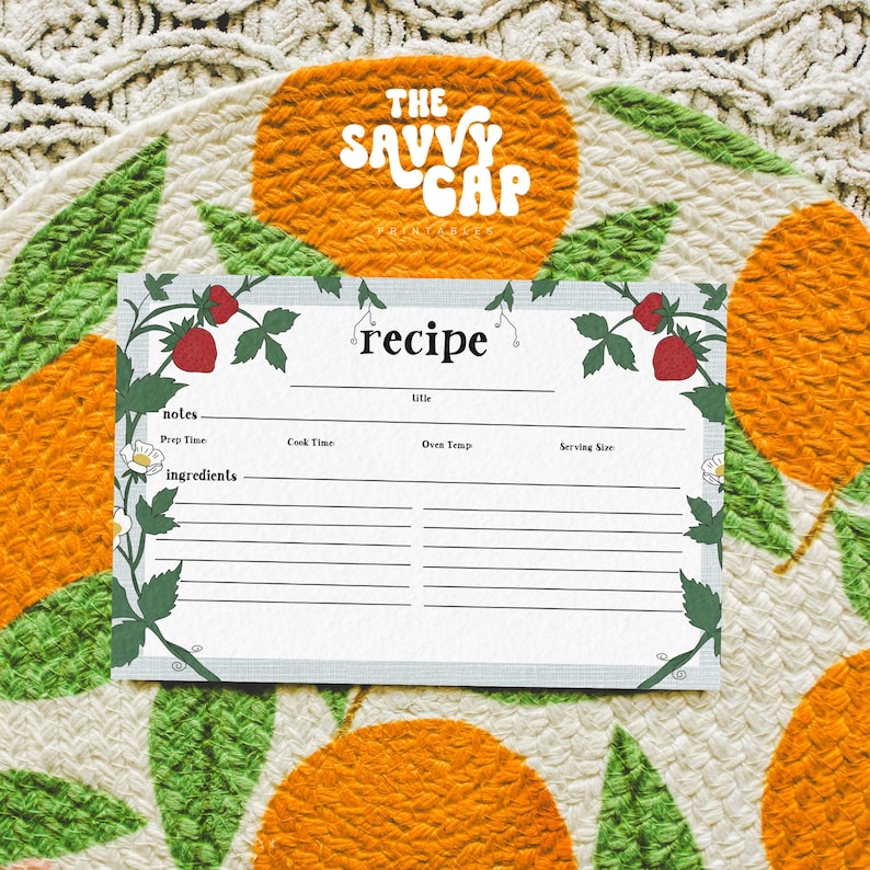 PRINTABLE Farmhouse Recipe Cards • Blank Design • Instant Download ...